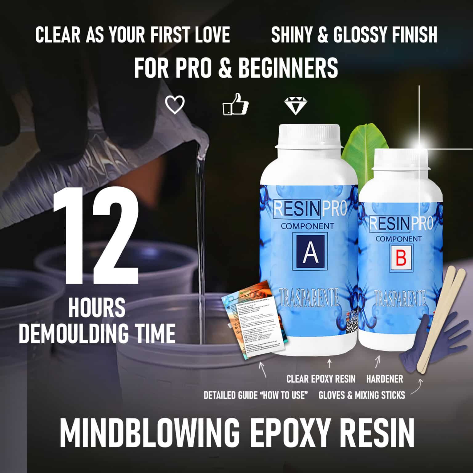 Clear epoxy resin - Transparent epoxy resin | "TRASPARENTE"